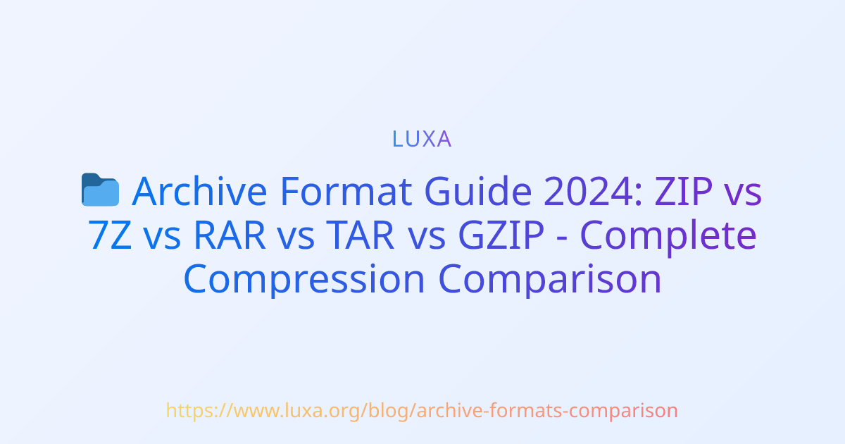 Archive Format Guide 2024: ZIP vs 7Z vs RAR vs TAR vs GZIP - Complete Compression Comparison